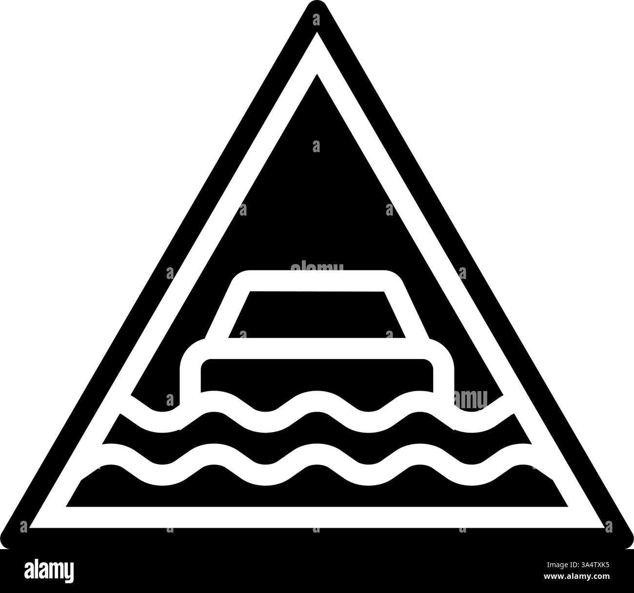 heavy rain flooding car driving obstacles glyph icon vector ...