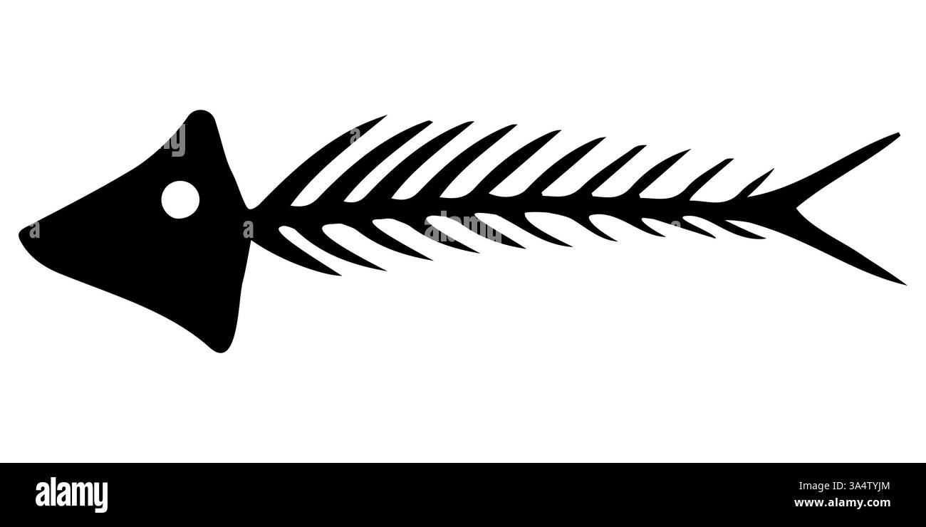 A minimalist drawing of a fish skeleton showcases the iconic shape and ...