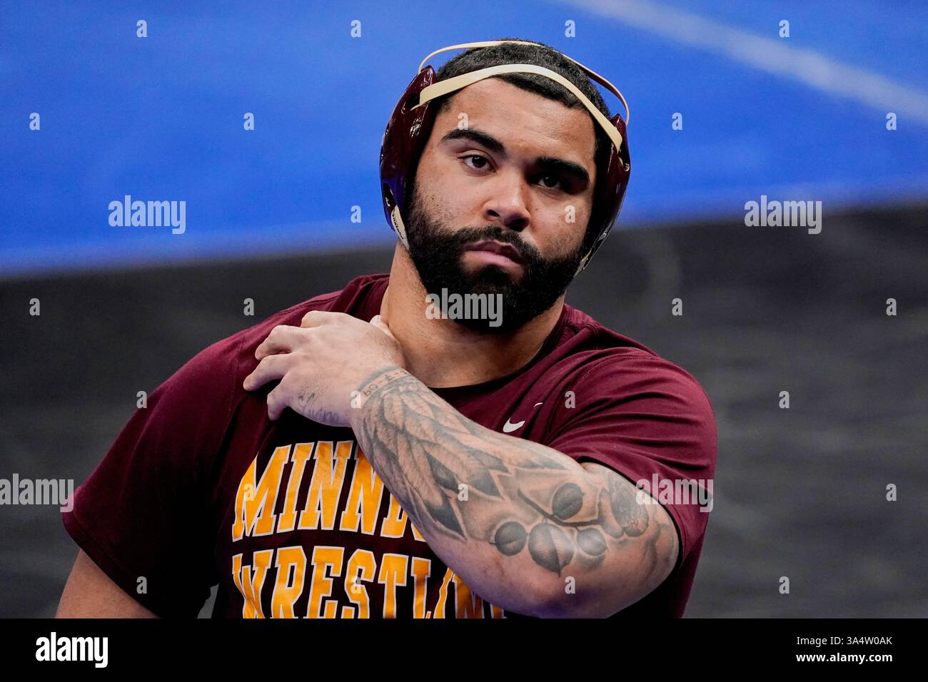 FILE - Minnesota's Gable Steveson prepares to take on Penn State's Greg ...