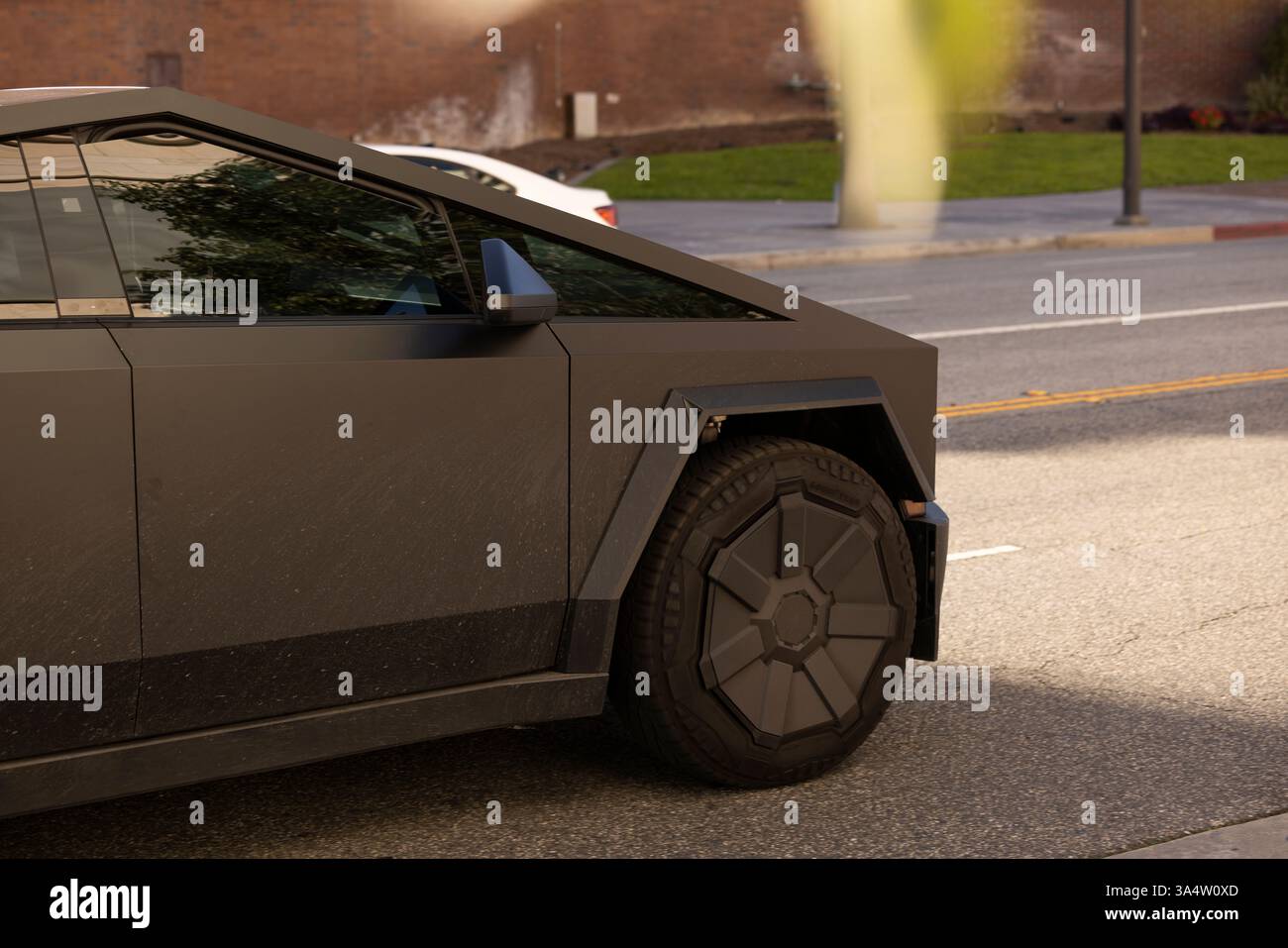 Glendale, California, USA - March 15, 2025: A Tesla Cybertruck drives ...