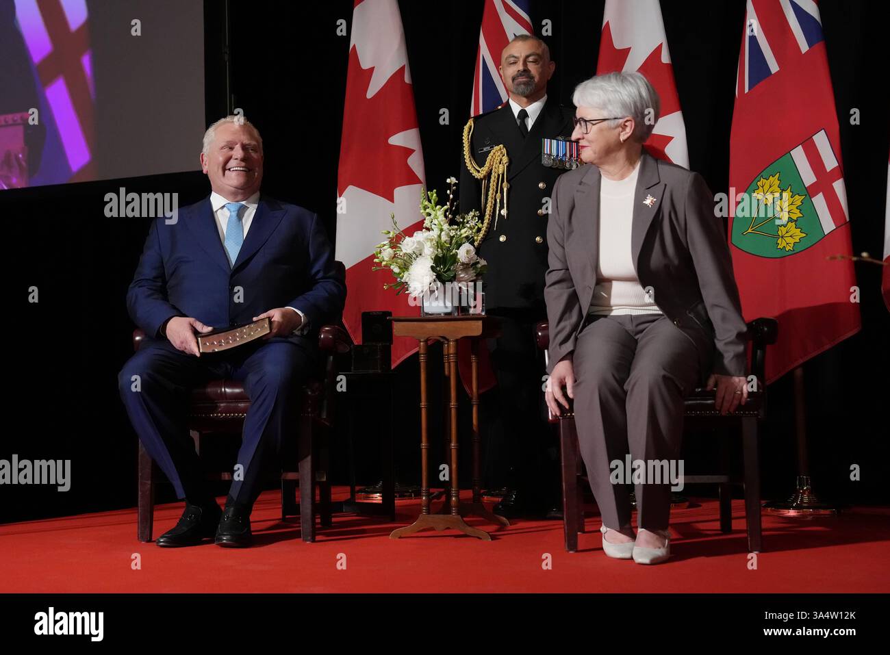 Ontario Premier Doug Ford and Ontario Lt. Gov. Edith Dumont arrive for ...
