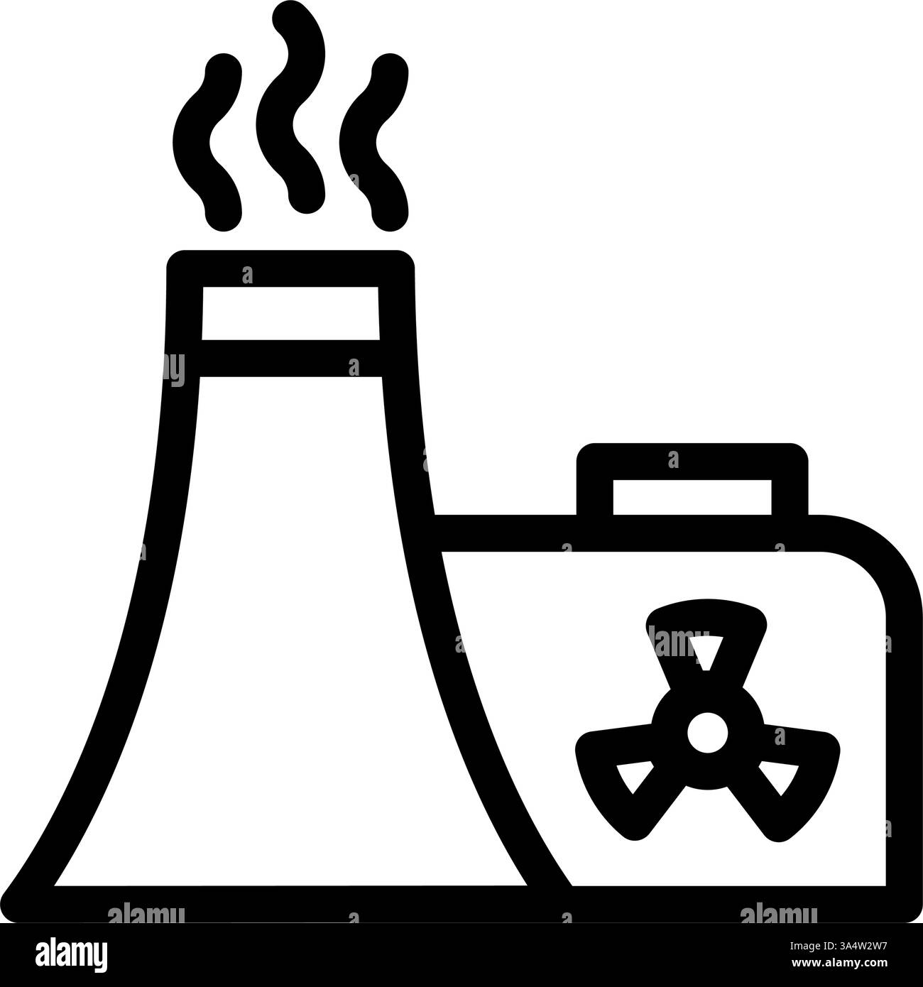 Icon Line nuclear reactor power plant. Renewable energy, ecology and energy alternative. Outline ...
