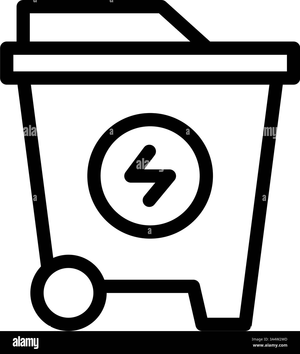 Icon Line Recycle energy trash bin. Renewable energy, ecology and ...