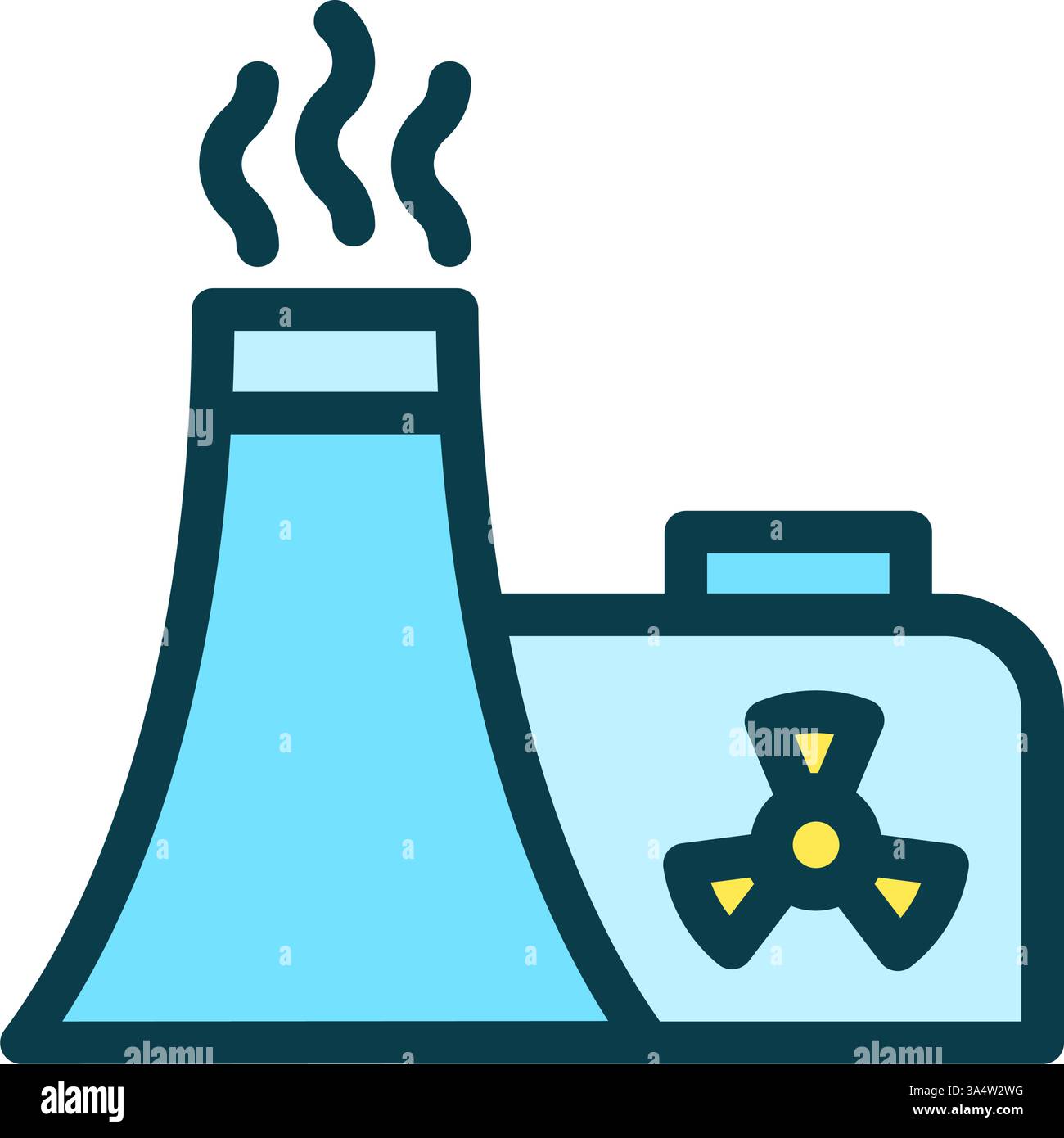 Icon Line Colored nuclear reactor power plant. Renewable energy ...