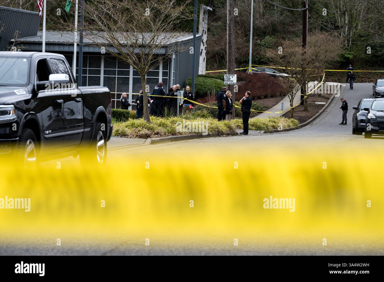 Seattle, USA. 19th Mar 2025. Just after noon a report of an officer ...