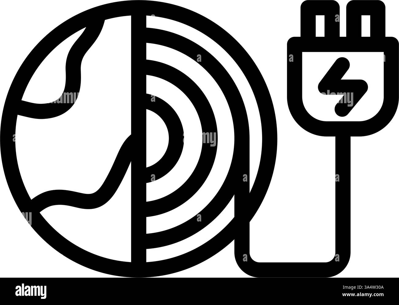 Icon Line geothermal and soil energy plug charging. Renewable energy ...