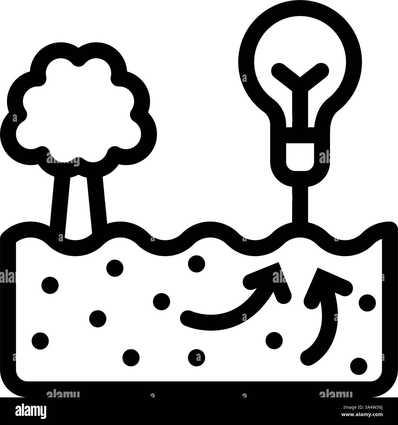 Icon Line geothermal and soil energy charging bulb light. Renewable ...