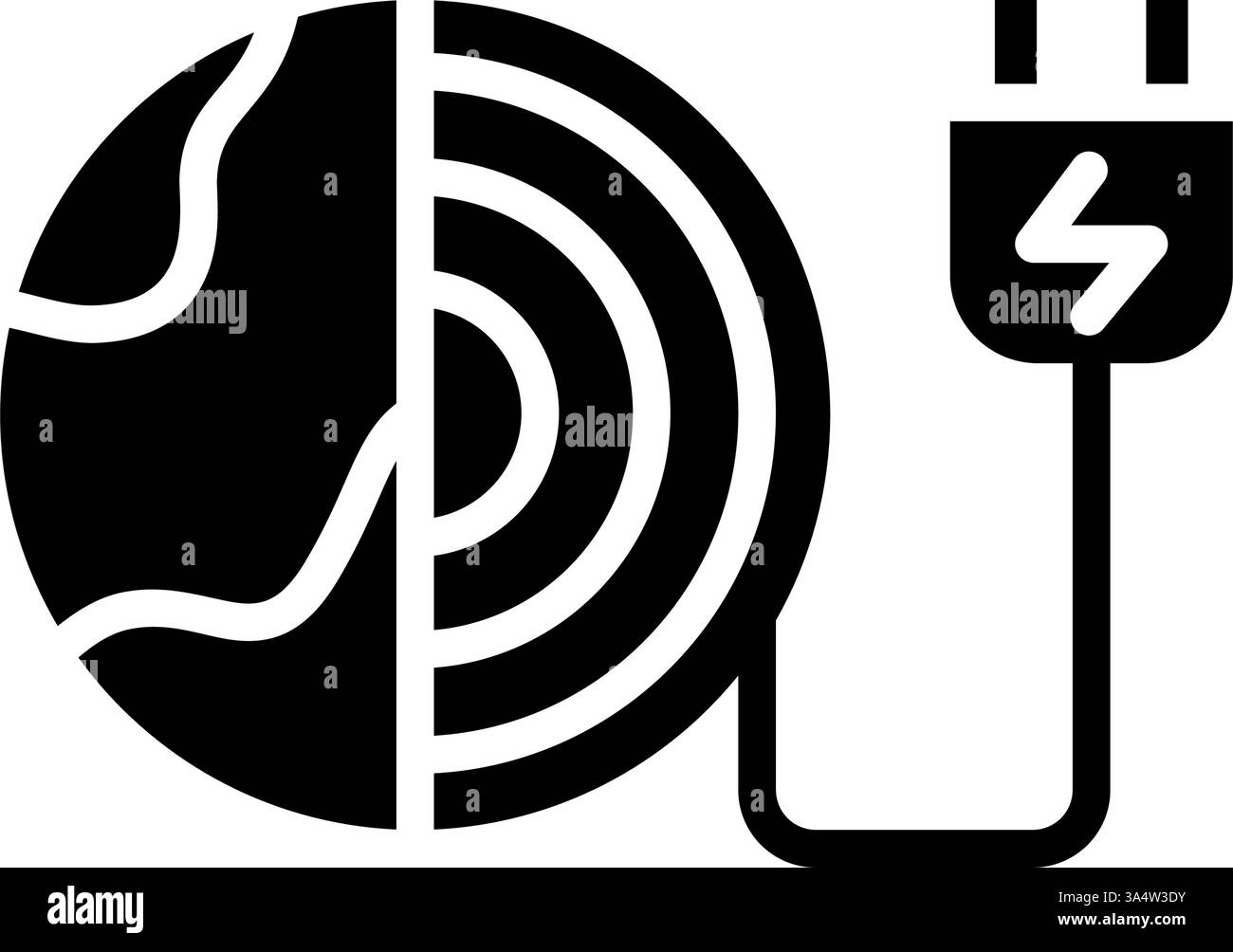 Icon Glyph geothermal and soil energy plug charging. Renewable energy ...