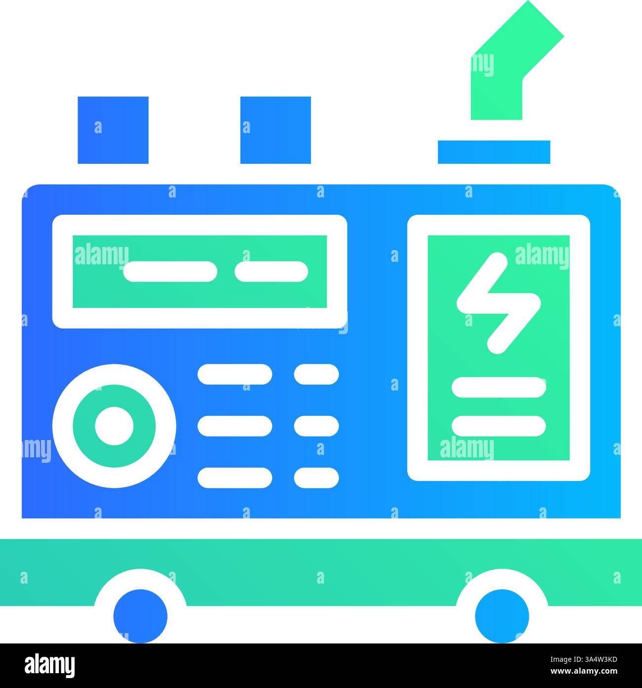 Icon Flat Gradient portable generator diesel engine power source. Renewable energy, ecology and ...