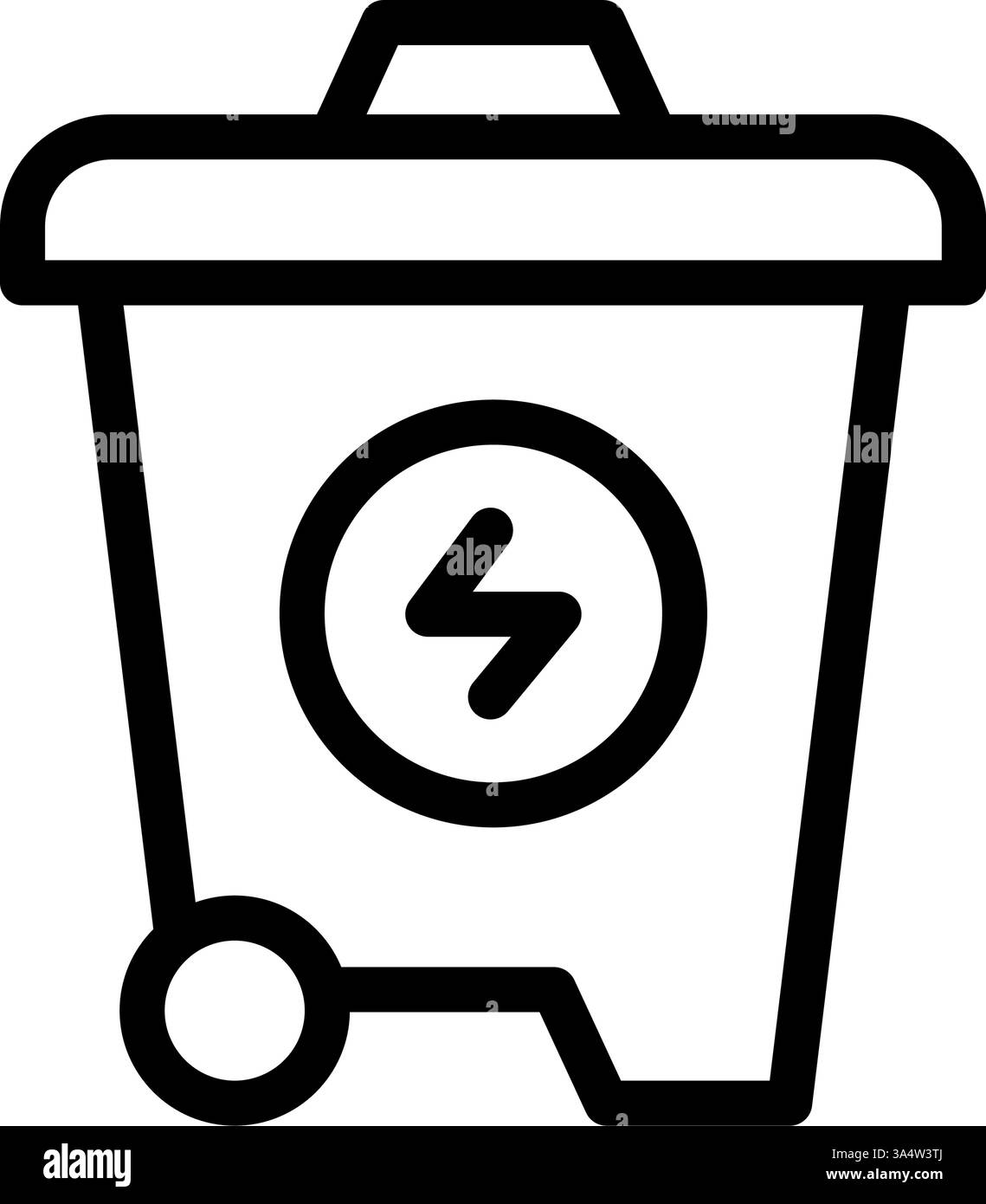 Icon Line Recycle energy trash bin. Renewable energy, ecology and ...