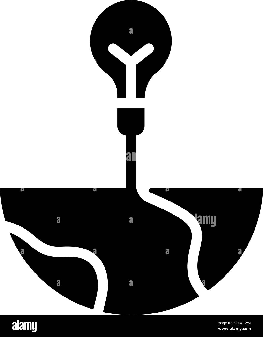 Icon Glyph geothermal and soil energy charging bulb light. Renewable ...