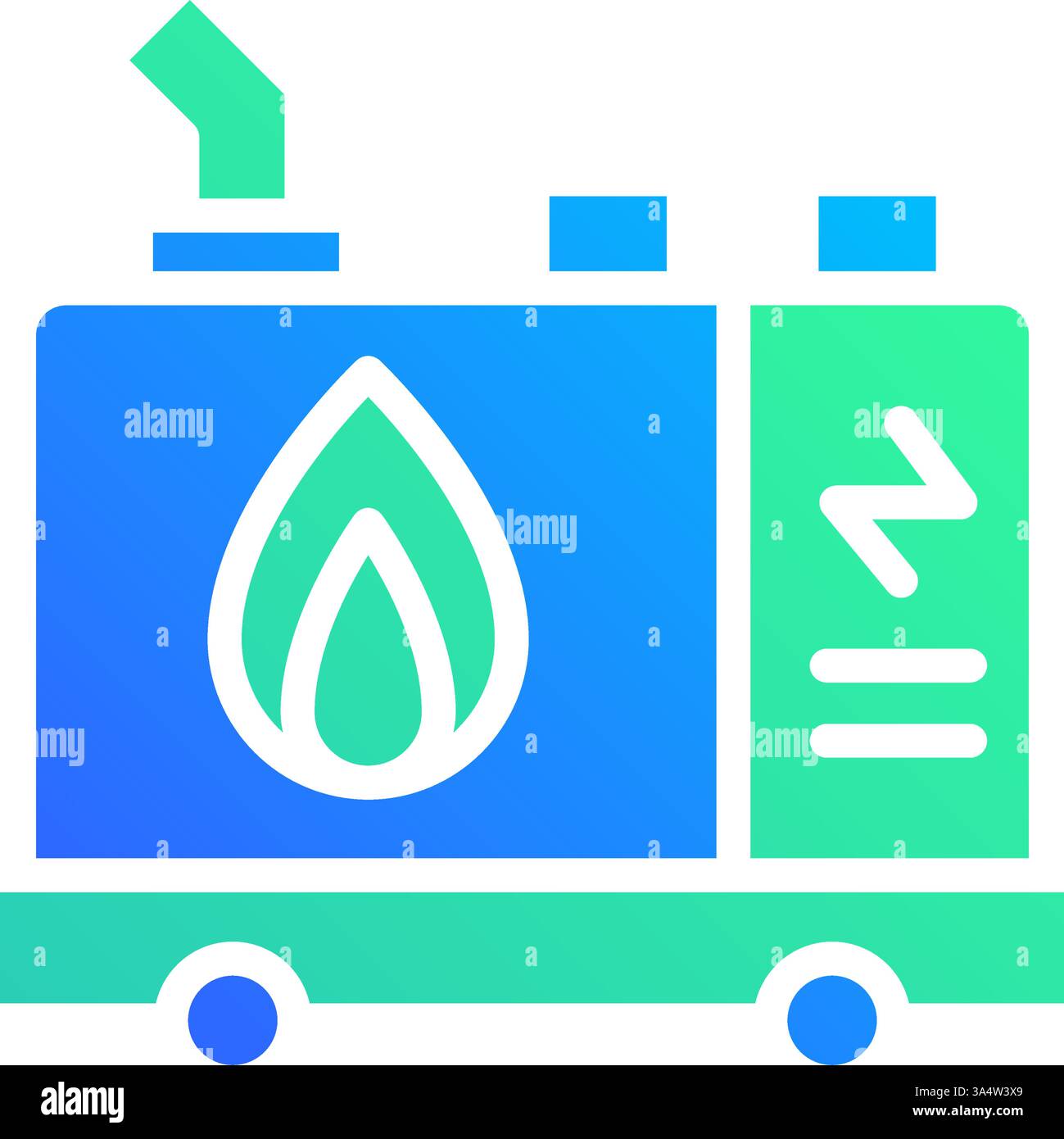 Icon Flat Gradient portable generator diesel engine power source. Renewable energy, ecology and ...
