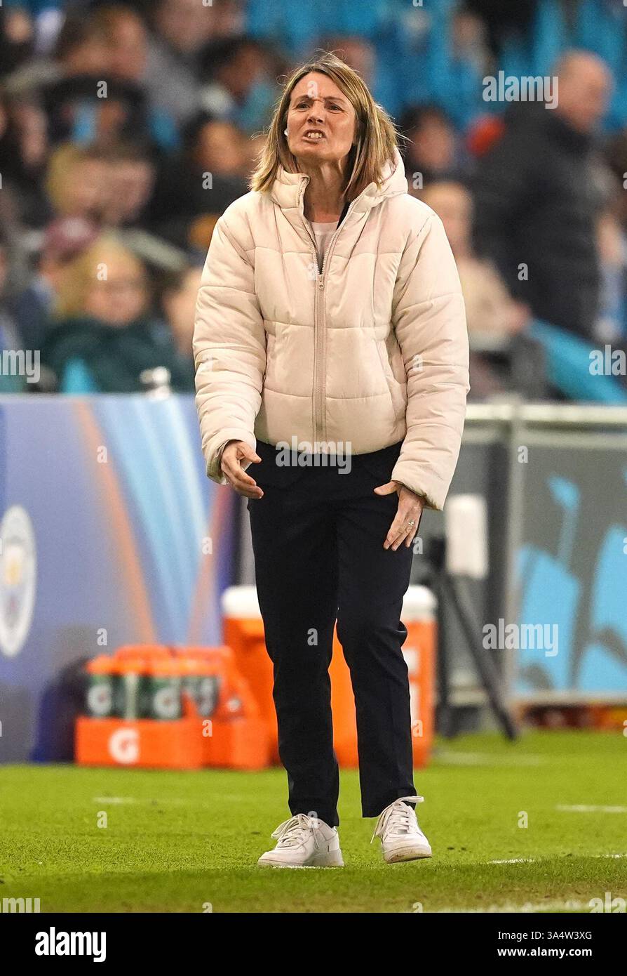 Chelsea manager Sonia Bompastor reacts during the UEFA Women's ...