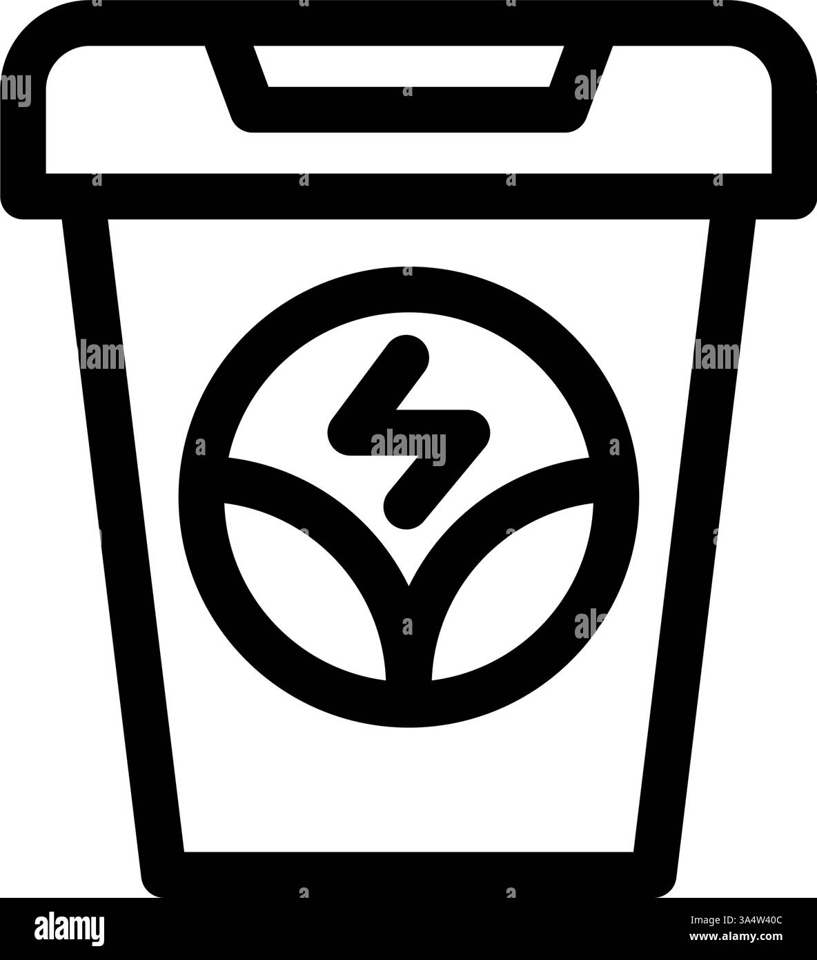 Icon Line bio energy recycle trash bin. Renewable energy, ecology and ...