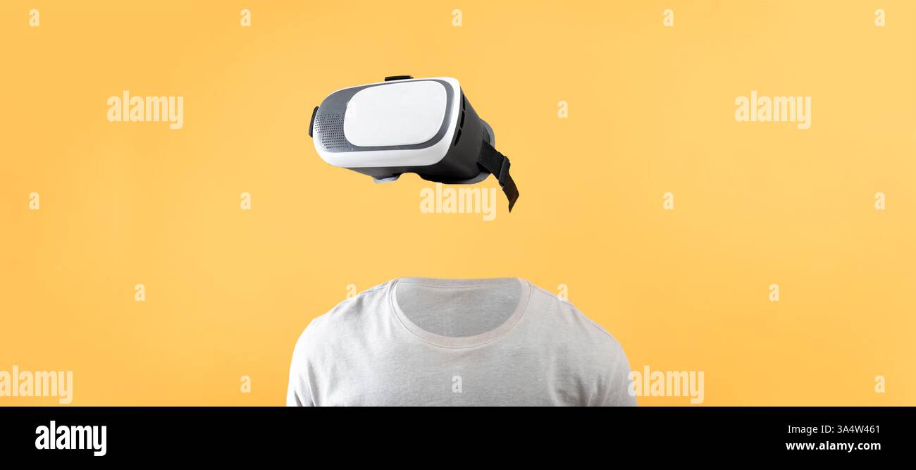 Engaging in virtual reality with an innovative headset in a modern ...