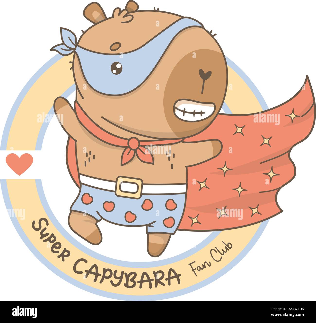 Funny superhero Capybara emblem. Cute Playful cartoon kawaii character ...