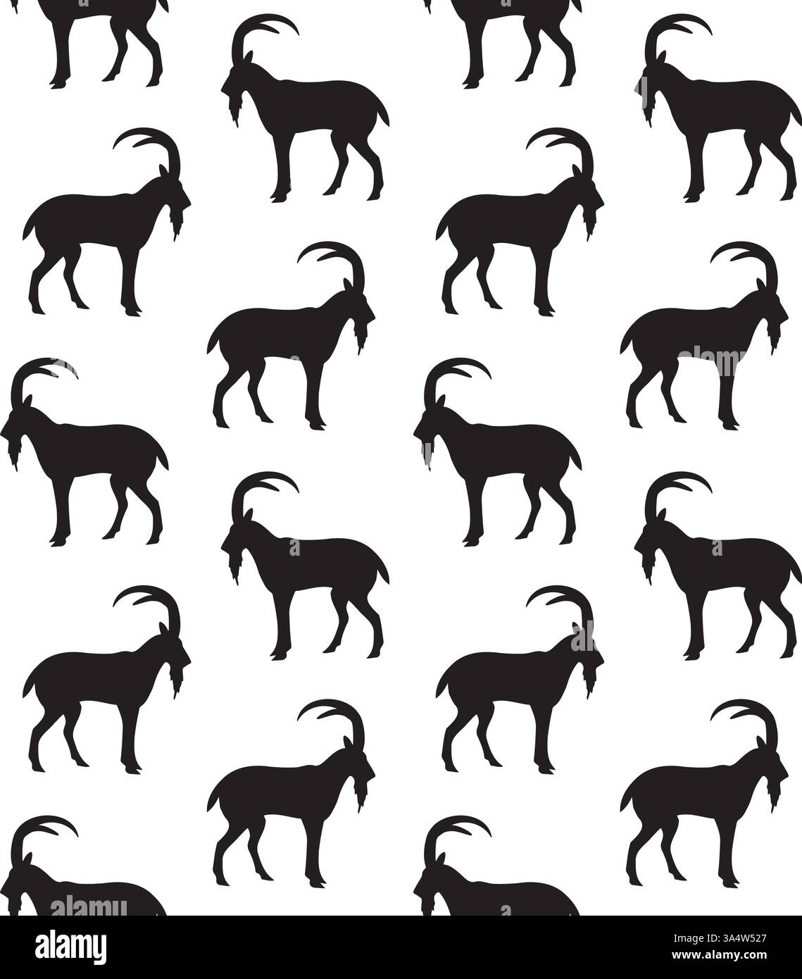 Vector seamless pattern of hand drawn sketch doodle wild goat ...