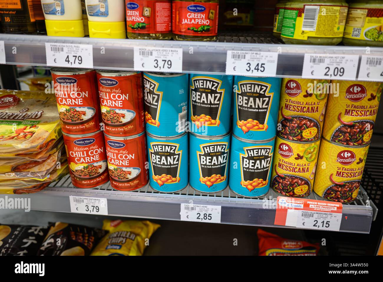 Mexican food section inside a Carrefour Express store – Milan, Italy ...