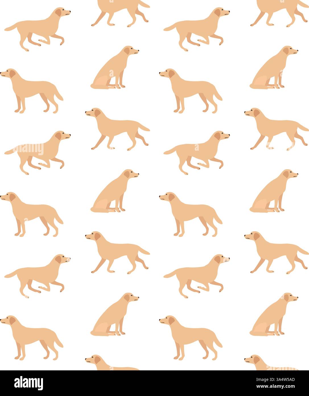 Vector seamless pattern of flat hand drawn labrador dog isolated on ...