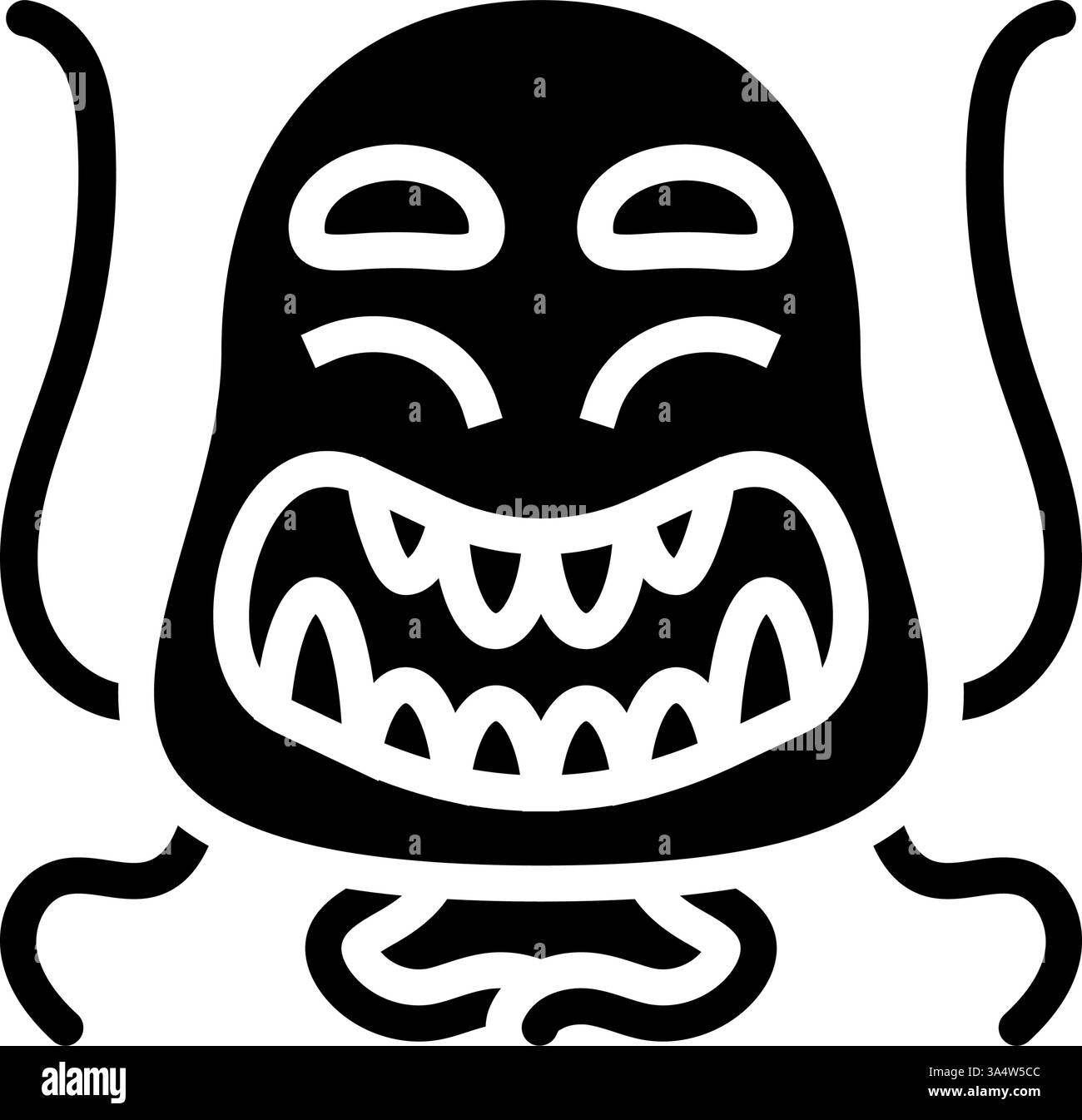teeth cute monster glyph icon vector illustration Stock Vector Image ...