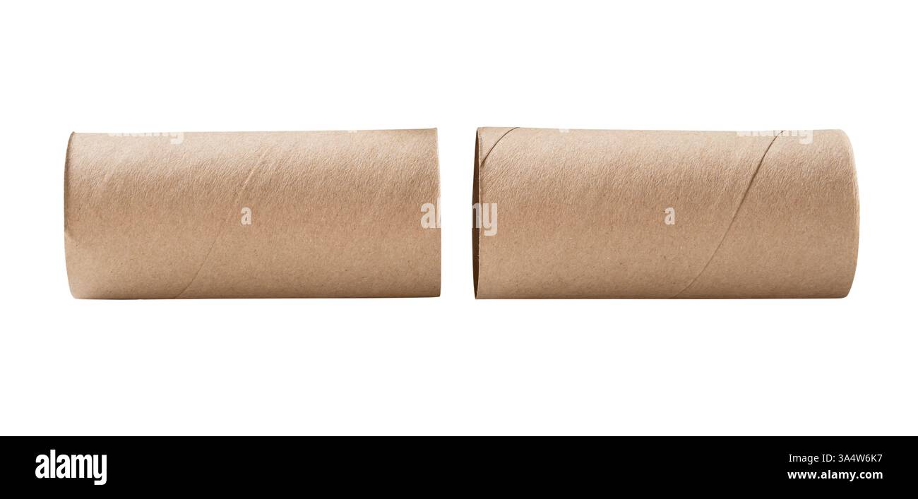 Top view set of tissue paper cores or toilet paper tubes after used out ...