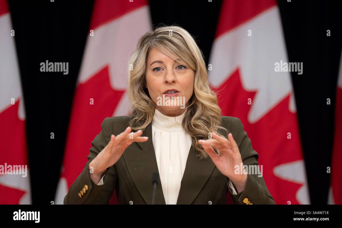 FILE - Canada Foreign Affairs Minister Melanie Joly responds to a ...