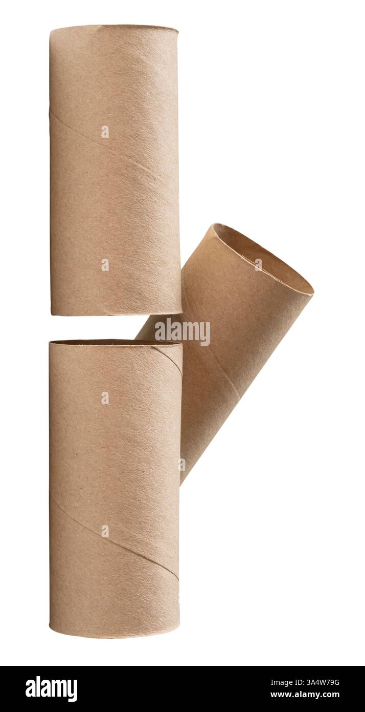 Top view of tissue paper cores or toilet paper tubes in stack after ...