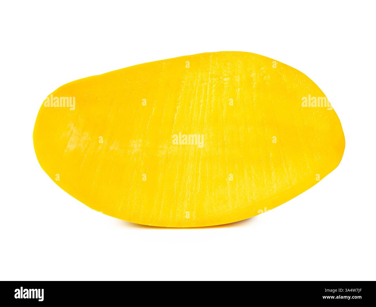 A half of ripe yellow mango fruit is isolated on white background with ...