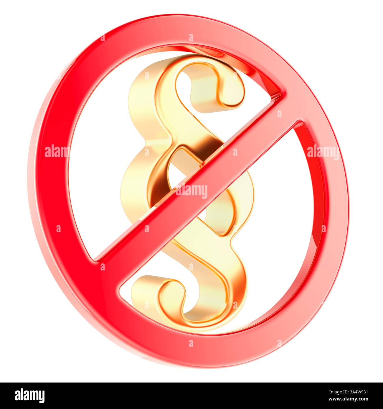 Section symbol with prohibition sign. 3D rendering isolated on white ...