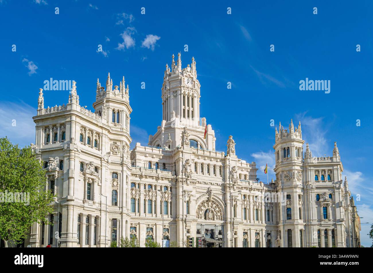 View of the iconic Palacio de Cibeles (Cybele Palace), in Madrid, Spain ...