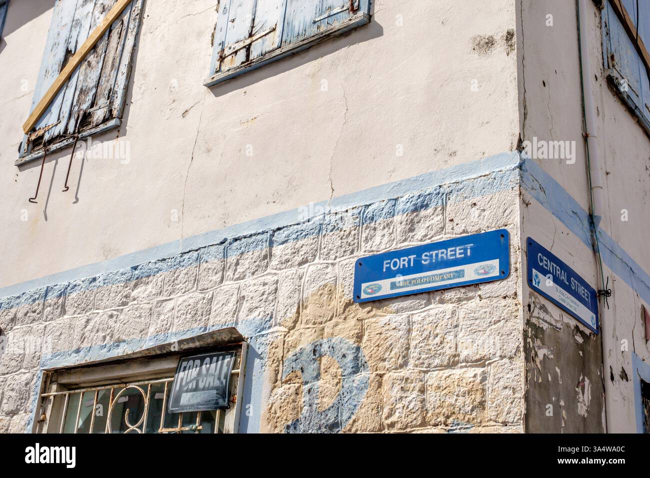 Basseterre St. Saint Kitts and Nevis,Fort Street sign,Central Street ...