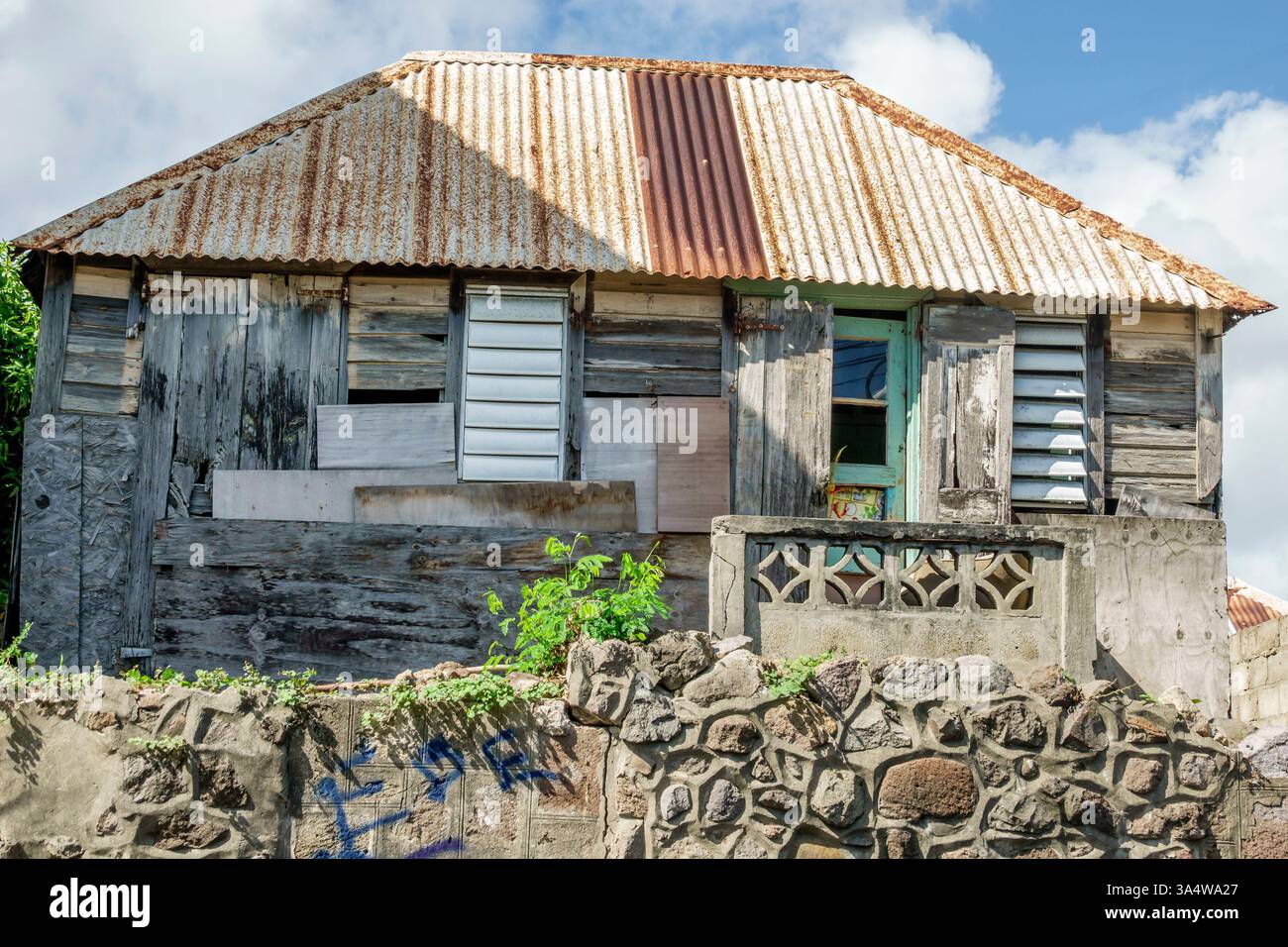 Basseterre St. Saint Kitts and Nevis,College Street,old wooden house ...
