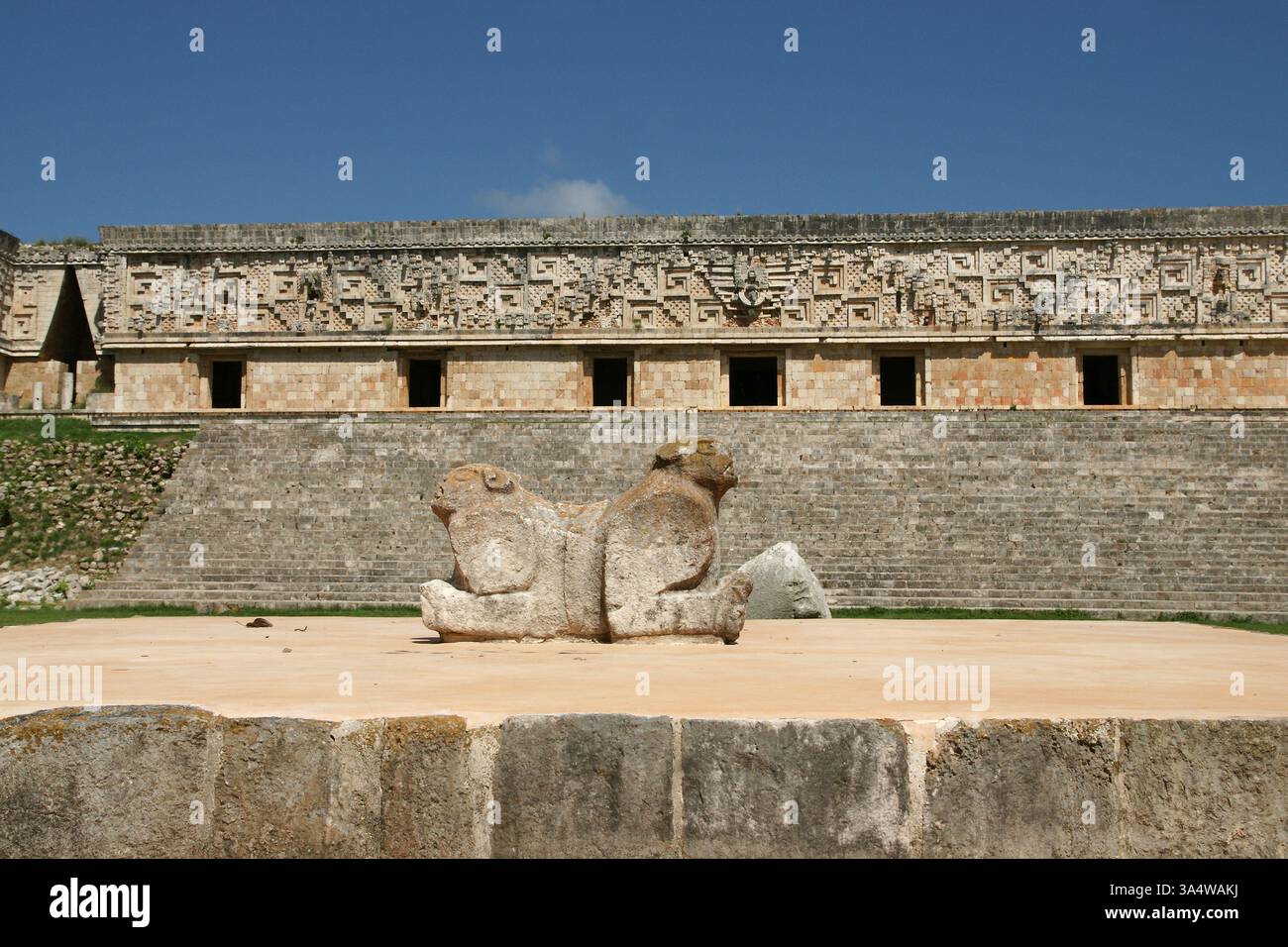 Mexico. Yucatan. Uxmal. The Jaguar throne in front of the Governors ...