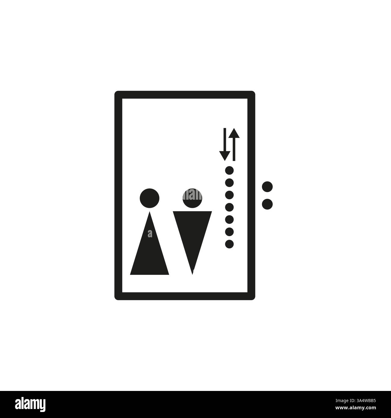 Elevator icon. Access vector symbol. Black figure shape. White ...