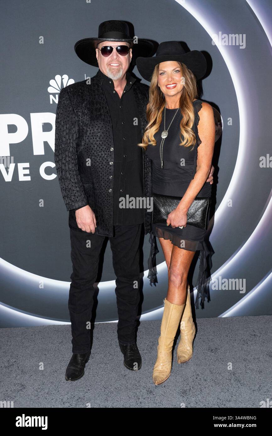 Eddie Montgomery, left, and Jennifer Belcher arrive at "Opry 100: A ...