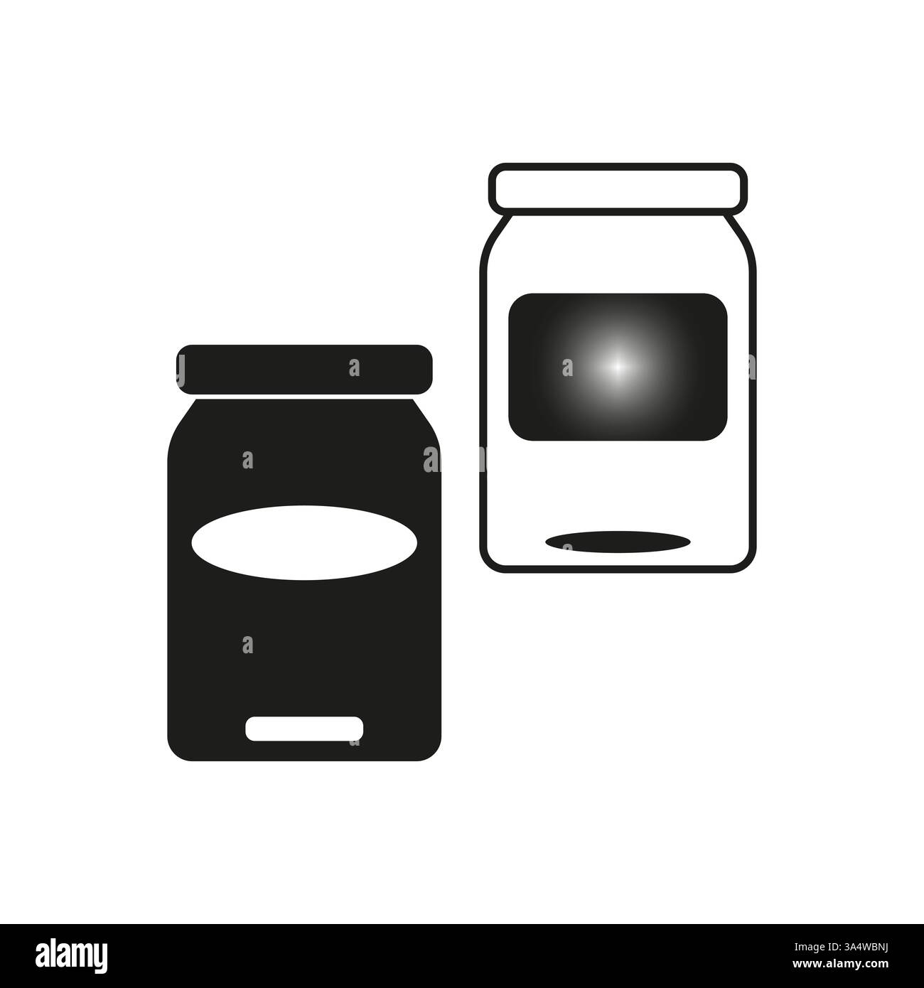 Glass jars vector. Storage container icon. Minimalist design shapes ...