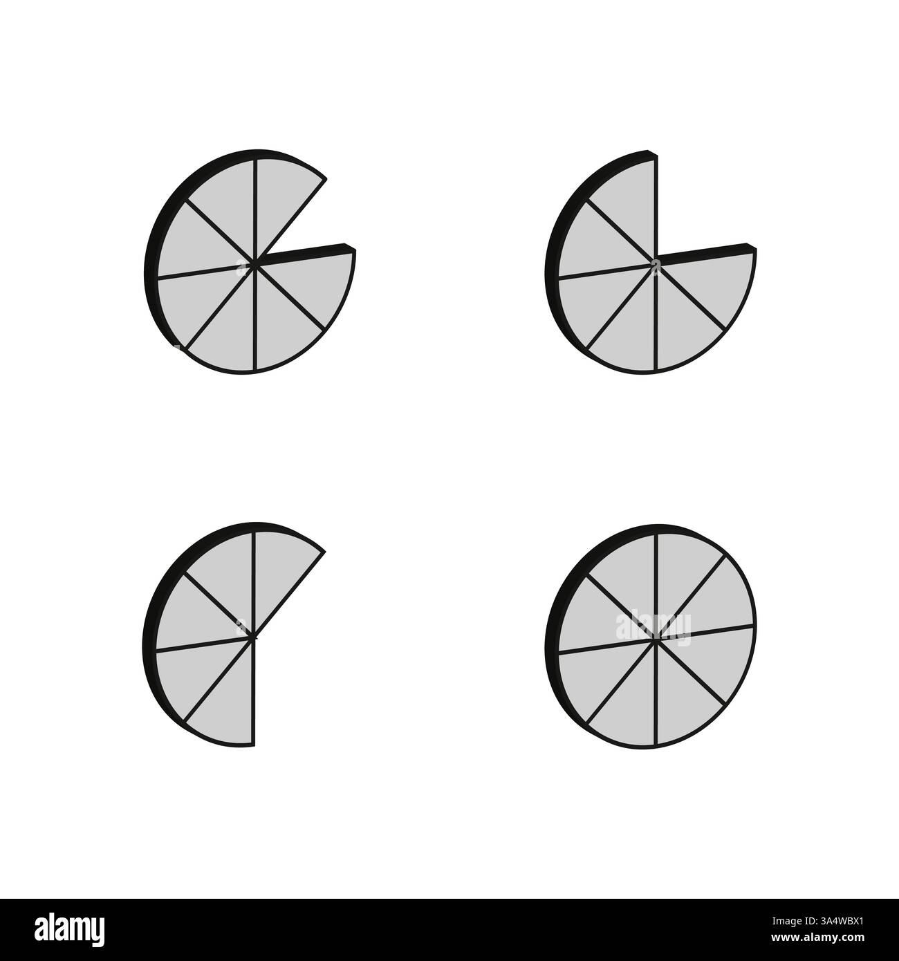 Gray pie chart. Circular segment design. Data infographic icon. Simple monochrome style Stock ...