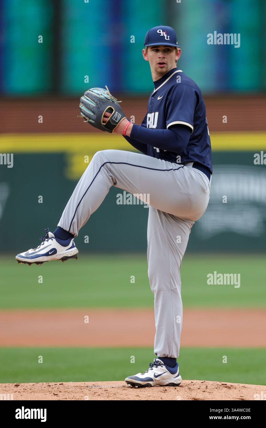 March 19, 2025: Luke Puffinbarger (41) Golden Eagles pitcher begins his ...