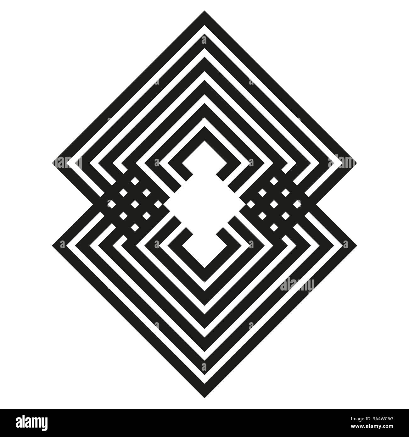 Geometric diamond shape. Black abstract pattern. Symmetrical square ...
