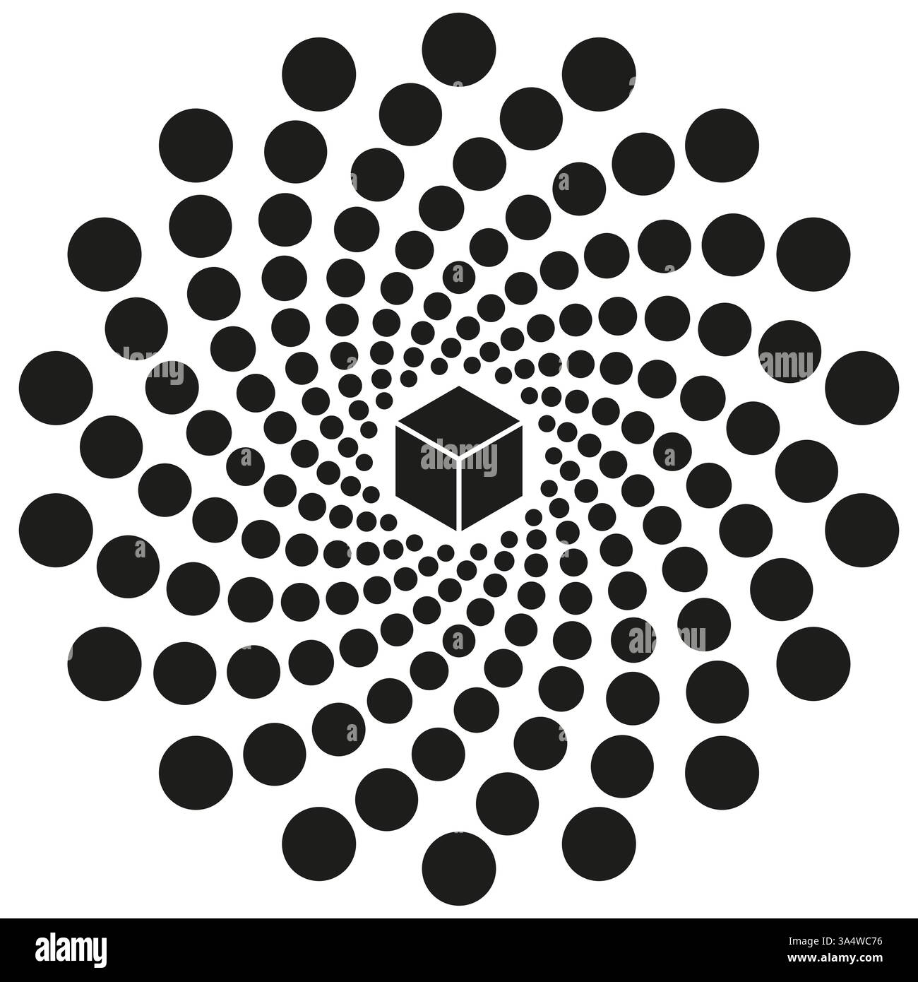 Abstract spiral pattern. Circular dot arrangement. Black and white ...