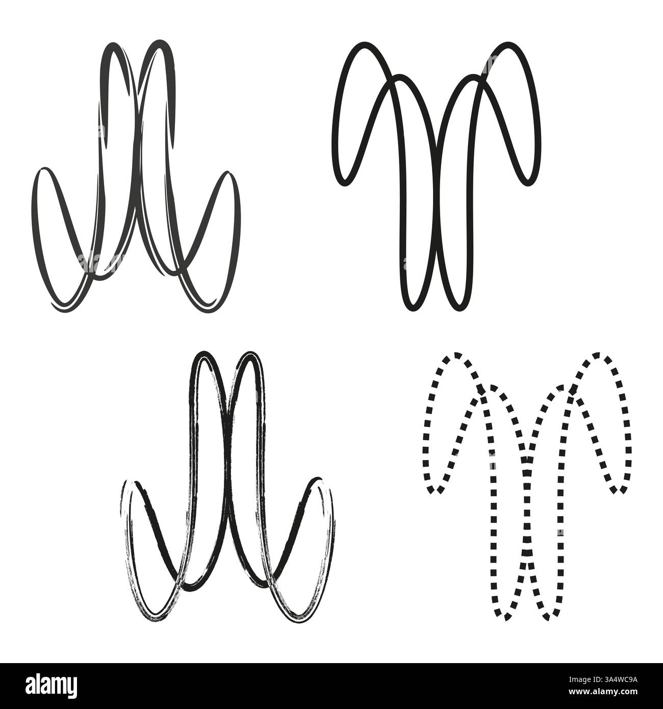 Abstract Wave Patterns Three Stylized Variations Curved Dynamic Forms