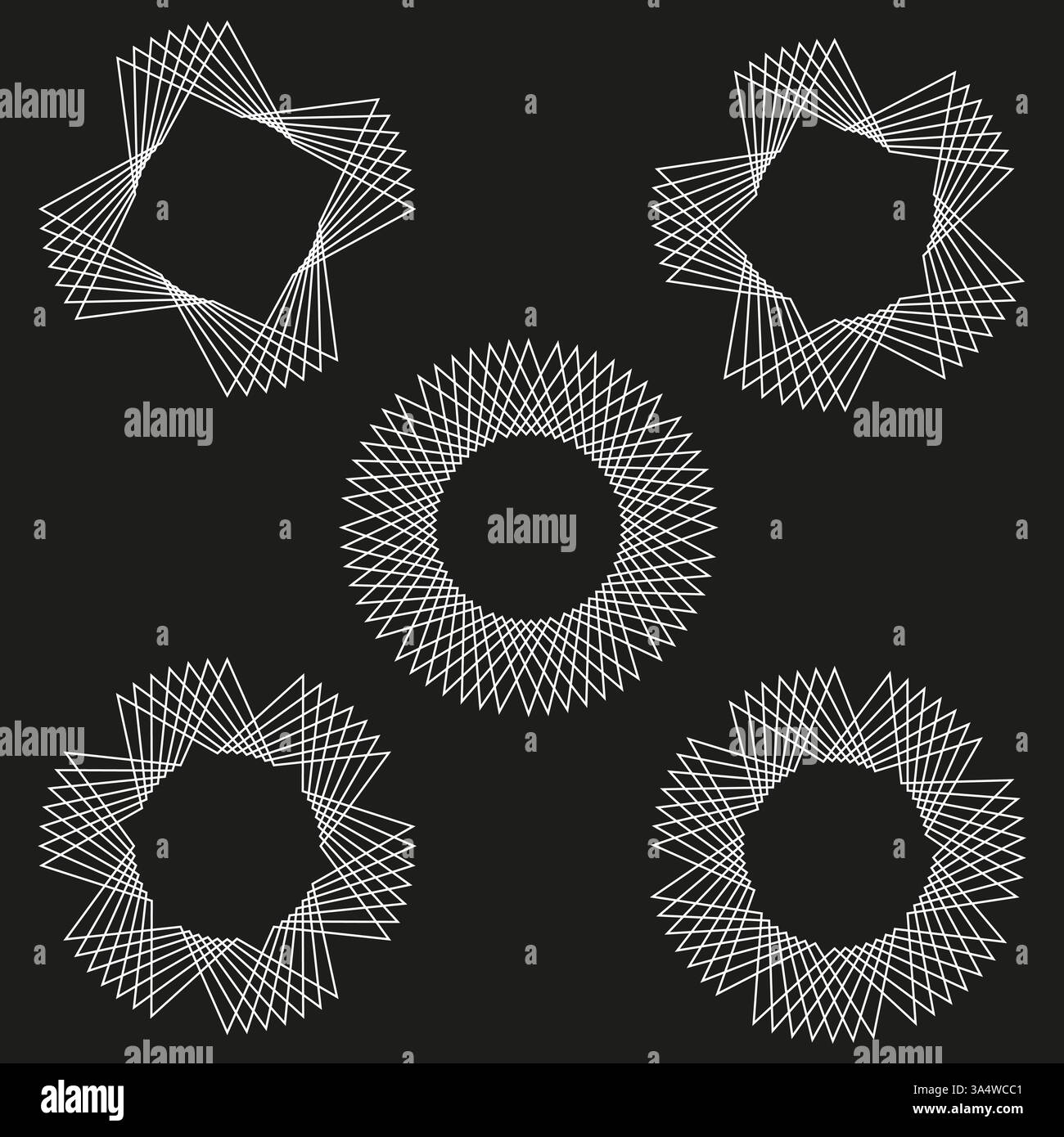 Geometric star patterns. Abstract circular symmetry. Optical black ...