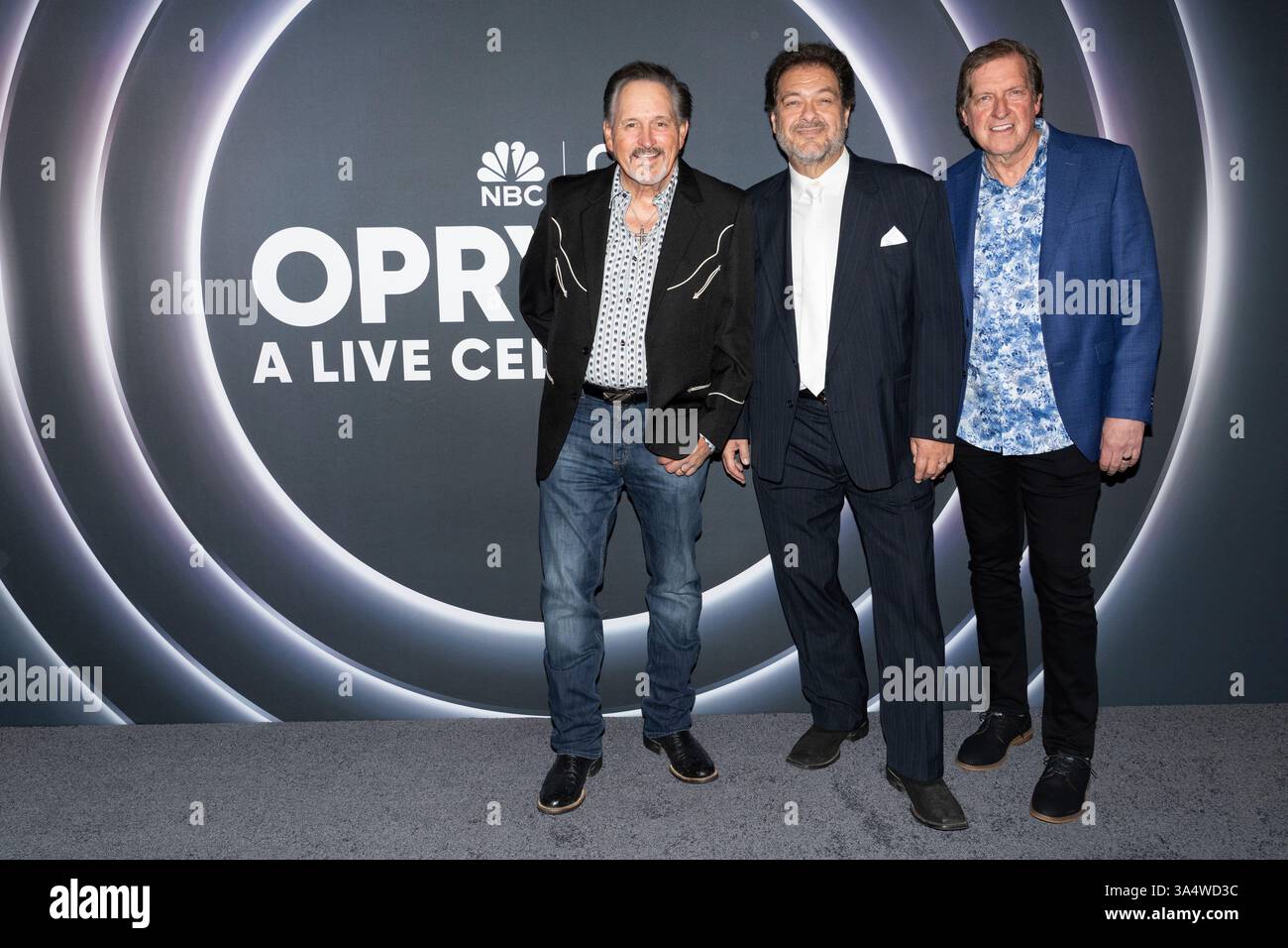 Marty Roe, left, Dana Williams, and Dan Truman of Diamond Rio arrive at ...