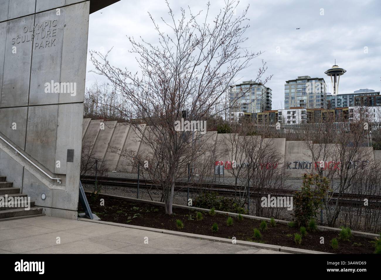 Seattle, USA. 19th Mar 2025. Anti Elon Musk graffiti on the Seattle ...
