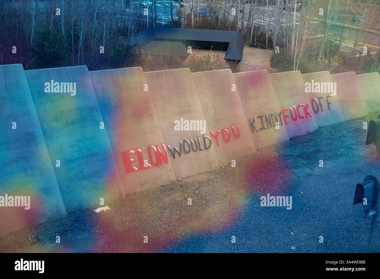 Seattle, USA. 19th Mar 2025. Anti Elon Musk graffiti on the Seattle ...