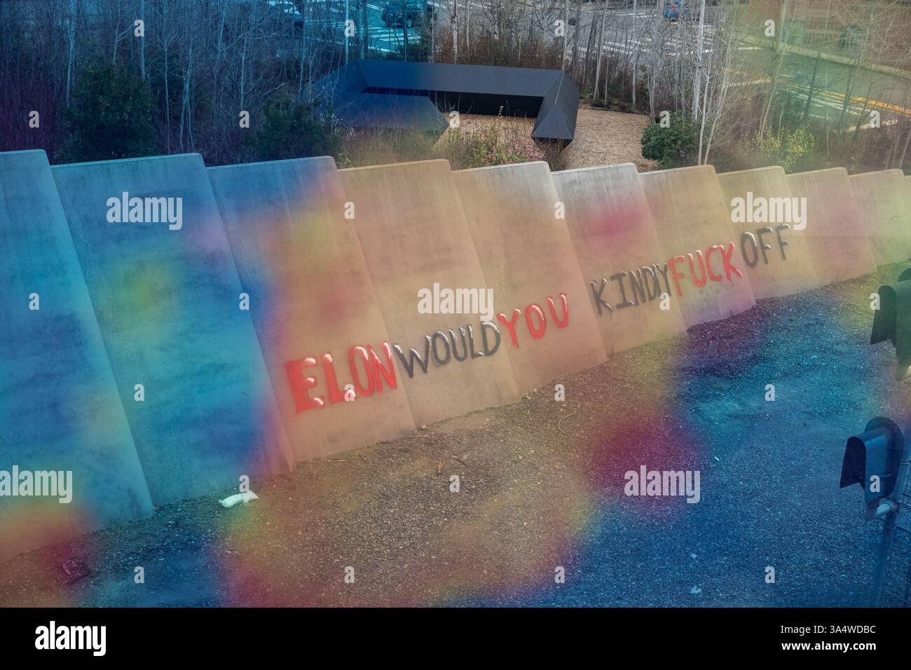 Seattle, USA. 19th Mar 2025. Anti Elon Musk graffiti on the Seattle ...