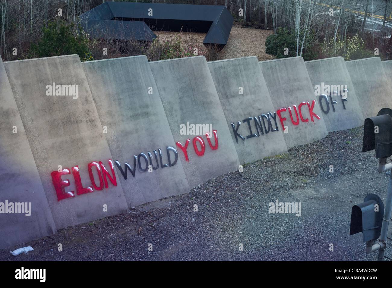 Seattle, USA. 19th Mar 2025. Anti Elon Musk graffiti on the Seattle ...