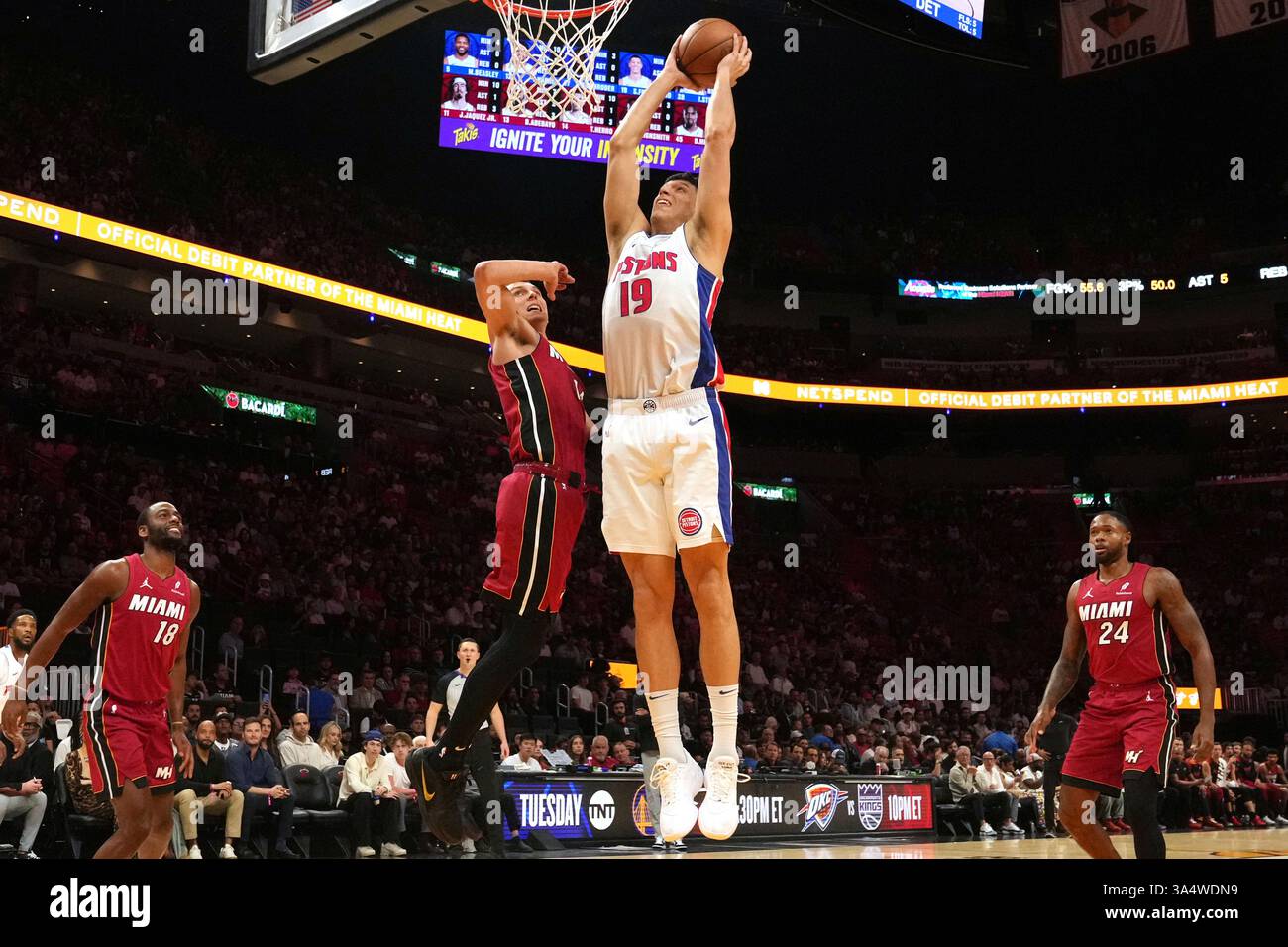 Detroit Pistons forward Simone Fontecchio (19) aims to dunk the ball as ...