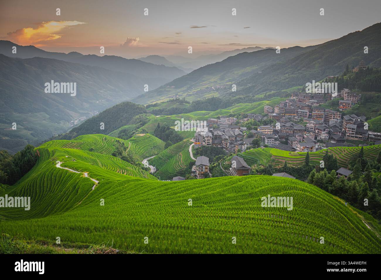 The longji rice terrace viewed from the viewpoint number 2 thousand ...