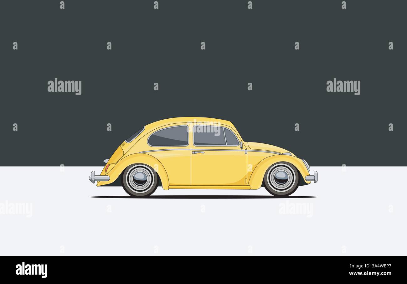 Germany, 1966: Volkswagen Beetle 1300. Vintage car. Vector illustration Stock Vector Image & Art ...